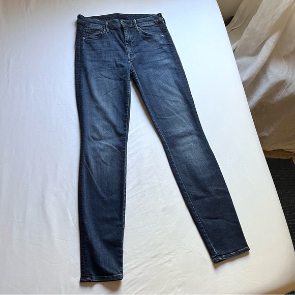 MOTHER | Jeans | Mother Blue High Waisted Looker Denim Skinny Cropped ...